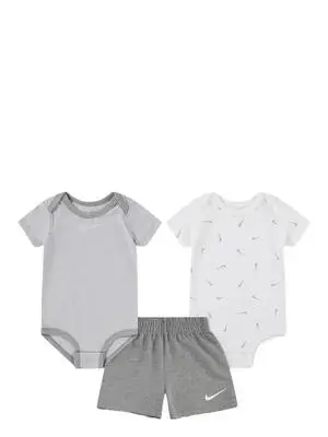 Nike Stripe Swooshfetti 2-pack Bodysuits & Shorts Set - Dark Grey Heather