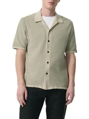 Rag & Bone Zigzag Avery Zuma Toweling Camp Shirt - Light Tan