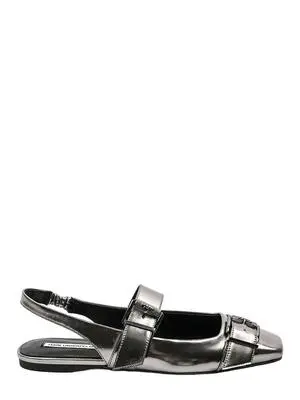 Karl Lagerfeld Leather Ballerina Flats - Silver