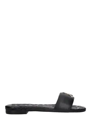 Patrizia Pepe Leather Slides - Black