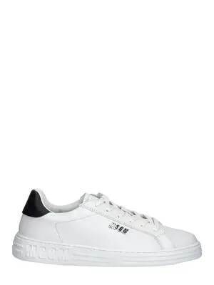 MSGM Logo-plaque Leather Sneakers - White