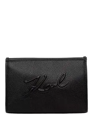 Karl Lagerfeld Leather Makeup Bag - Black