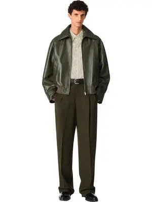 Bottega Veneta Leather Blouson Dark Forest