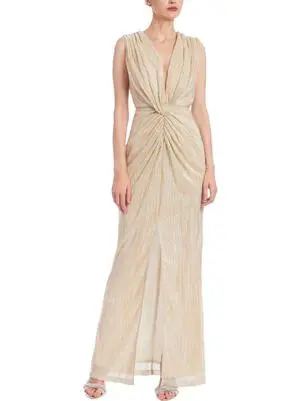 BADGLEY MISCHKA Jewel Badgley Mischka Knot Front Gown