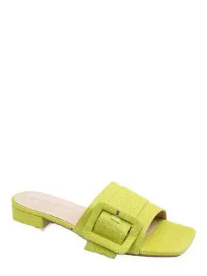 PATRICIA GREEN Bali Raffia Slide Sandal - Lime Green Raffia