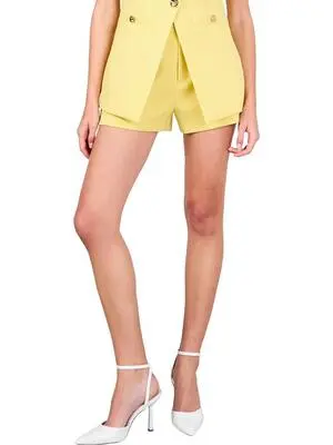 Endless Rose High-waist Textured Shorts - Yellow