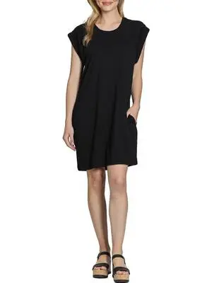APNY APNY Raglan Cap Sleeve Cotton Shift Dress Black