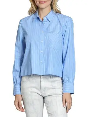 APNY Stripe Cotton-blend Crop Shirt - Blue/white Stripe