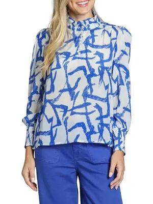 APNY APNY Print High Neck Shirt Blue/white