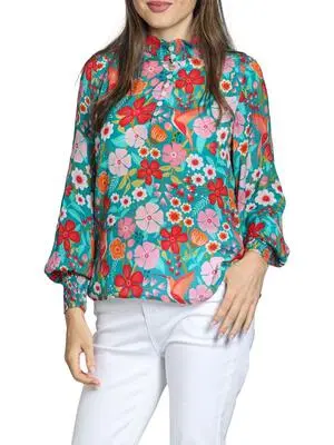 APNY APNY Print High Neck Shirt Green Multi
