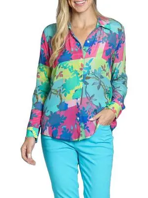 APNY Printed Button-up Shirt - Pink/ Blue Multi