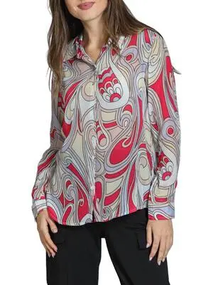 APNY Printed Button-up Shirt - Purple Multi