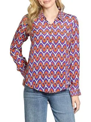APNY Printed Button-up Shirt - Purple/ Orange Multi