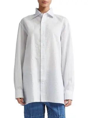 SETCHU Hook & Eye Stripe Button-up Shirt - Light Blue Skystripe