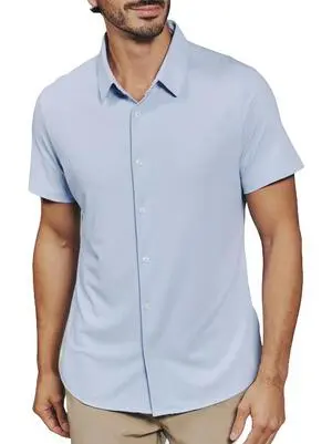 7 Diamonds Alldridge Short Sleeve Button-up Shirt - Ice Blue