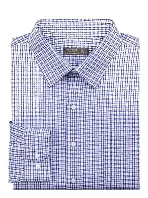 OAK HILL PREMIUM BY DXL Big & Tall Textured Link Dress Shirt - Navy