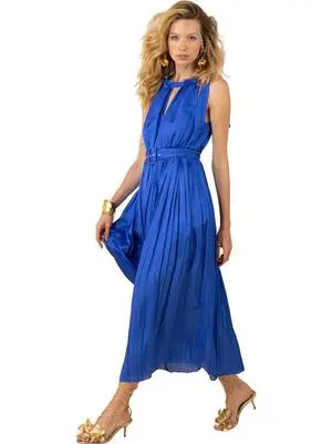 Hale Bob Hale Bob Chelsea Chiffon Pleated Dress Blue