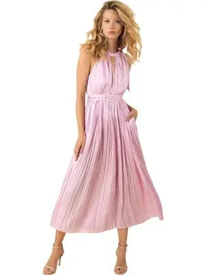 Hale Bob Hale Bob Chelsea Chiffon Pleated Dress Purple