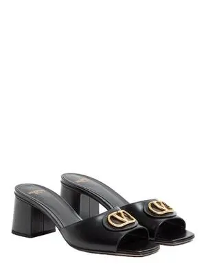 Valentino Garavani Vlogo Signature Calfskin Slide Sandal - Black