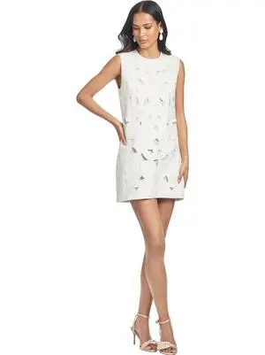 Sachin & Babi Mitzi Mini Shift Dress With Laser-cut Floral Detail - Neutral