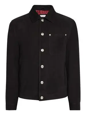 Brunello Cucinelli Suede Shirt Jacket With Chest Pocket - Black