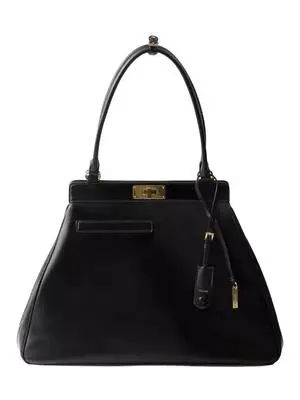 Prada Large Leather Tote Bag - Black