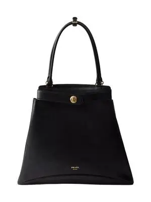 Prada Logo-stamp Leather Tote Bag - Black