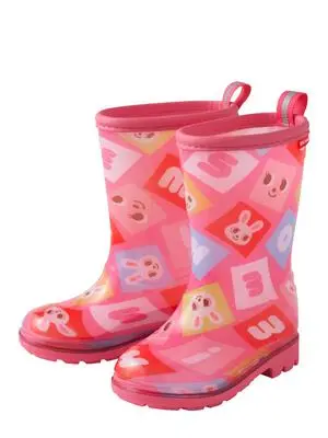 MIKI HOUSE Rabbit Print Rain Boots - Pink