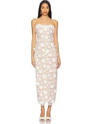 ELLIATT Strapless Midi Dress With 3d Floral Embellishments - Ivory
