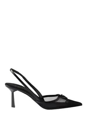 Prada 75mm Mesh Slingback Pumps - Black