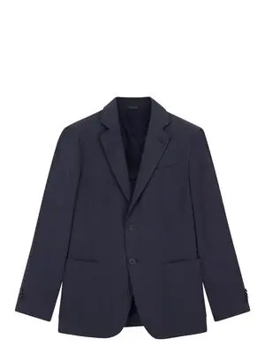 Giorgio Armani Upton Line Single-breasted Jacket In Linen Canvas - Blue