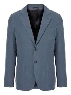 Giorgio Armani Upton Line Single-breasted Jacket In Linen Canvas - Grey