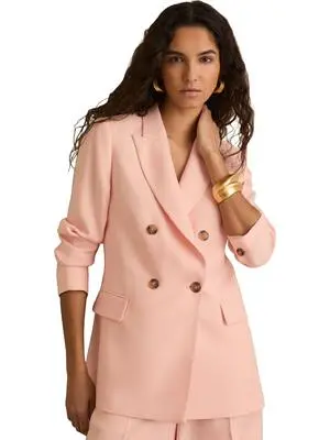 REISS Magda Double-breasted Peak-lapel Jacket - Pink