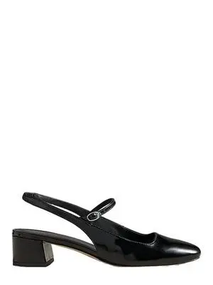 REFORMATION Maddox Slingback Heels - Black Leather