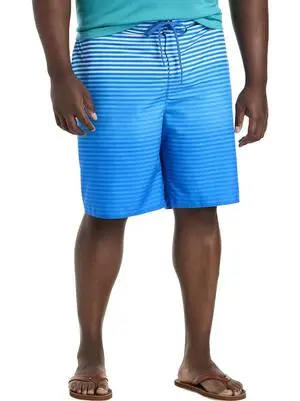 TRUE NATION BY DXL Ombré Striped Swim Trunks - Blue