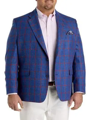 TALLIA Big & Tall Windowpane Sport Coat - Blue