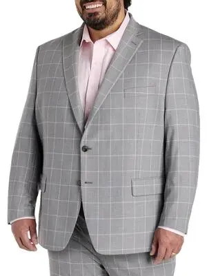 Michael Kors Big & Tall Windowpane Suit Jacket - Grey
