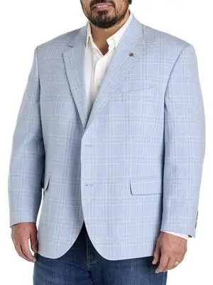 OAK HILL BY DXL Big & Tall Windowpane Sport Coat - Blue