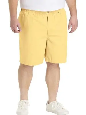 HARBOR BAY BY DXL Big & Tall Elastic-Waist Cotton Shorts Popcorn