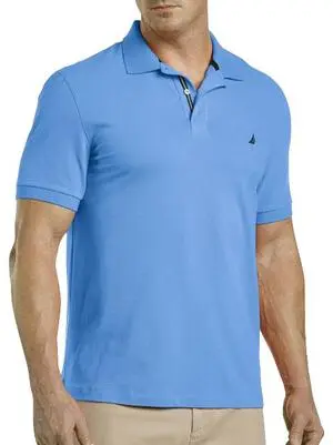 NAUTICA Big & Tall Stretch Piqué Polo Shirt - Azure Blue