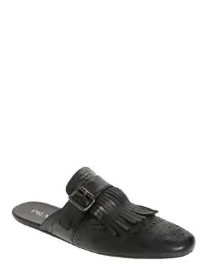 Prada Shuffle Kiltie Loafer Mule - Nero
