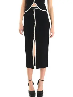 Endless Rose Contrast Maxi Sweater Skirt - Black/ Ivory