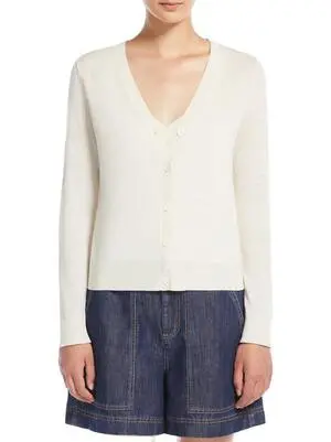 Max Mara Marabu Silk & Linen Cardigan - Ecru
