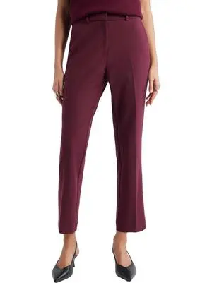 Nordstrom The Lena Slim Cropped Trousers - Burgundy Royale