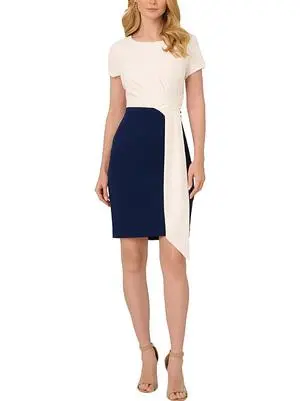 Adrianna Papell Color Block Sheath Dress - Ivory Navy
