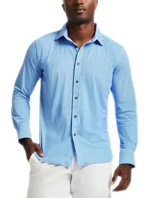 Robert Graham Leros Textured Long Sleeve Button Front Shirt - Blue
