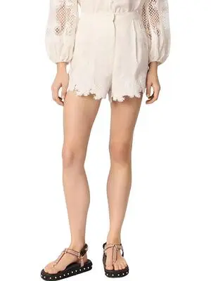Maje Embroidered Shorts - Ecru