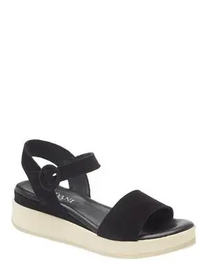 Cordani Arielle Ankle Strap Platform Wedge Sandal - Black Suede