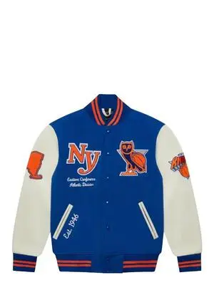 OVO X Nba New York Knicks Varsity Jacket - Blue