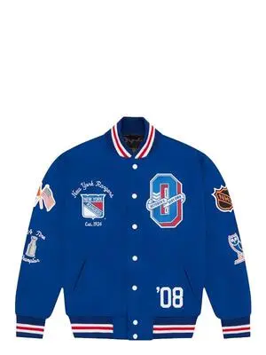 OVO X Nhl Ny Rangers Varsity Jacket - Blue